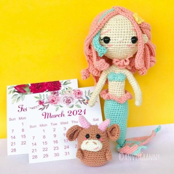 Pisces Zodiac Doll Crochet Pattern - Mermaid Amigurumi - Anvis Granny ...