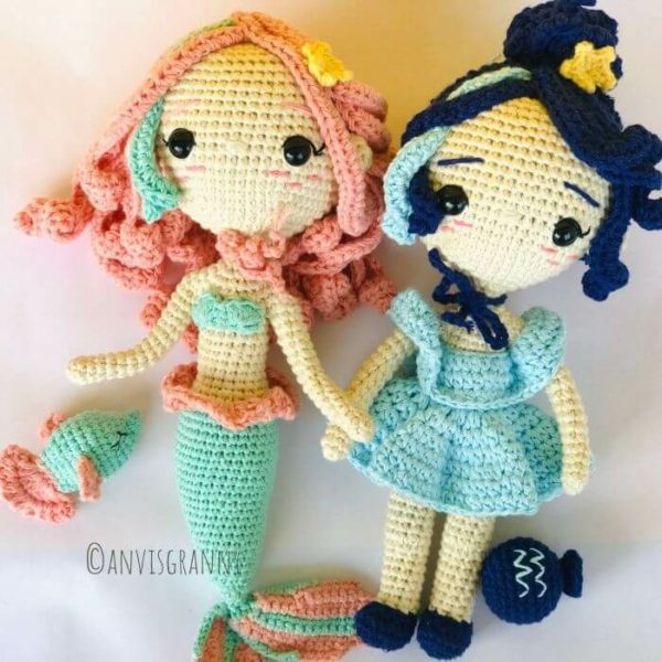 Pisces Zodiac Doll Crochet Pattern - Mermaid Amigurumi - Anvis Granny ...