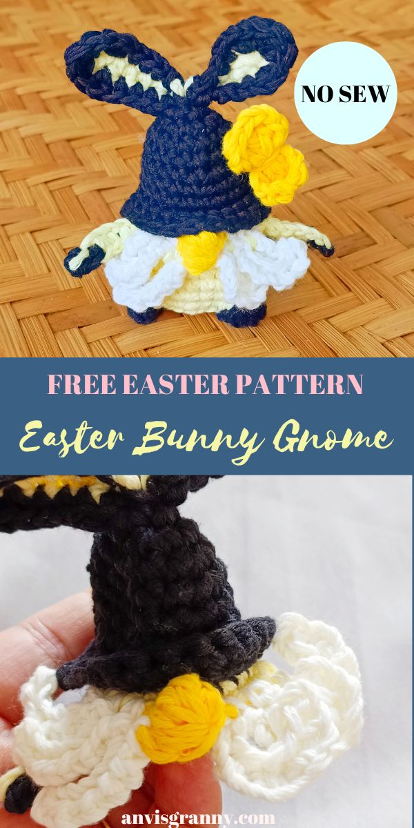 Crochet Bunny Gnome Free Pattern - No-sew Easter Amigurumi