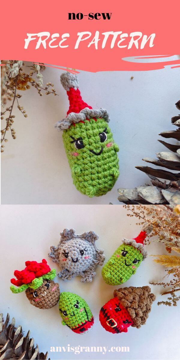 Free Crochet Christmas Pickle Pattern - No-sew Ornament